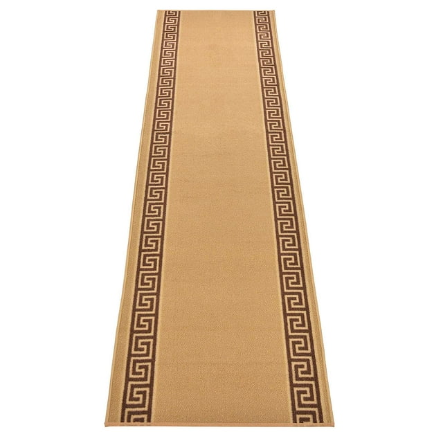 Custom Size Greek Key Meander Beige Roll Runner Rug 36 Inch Wide and ...