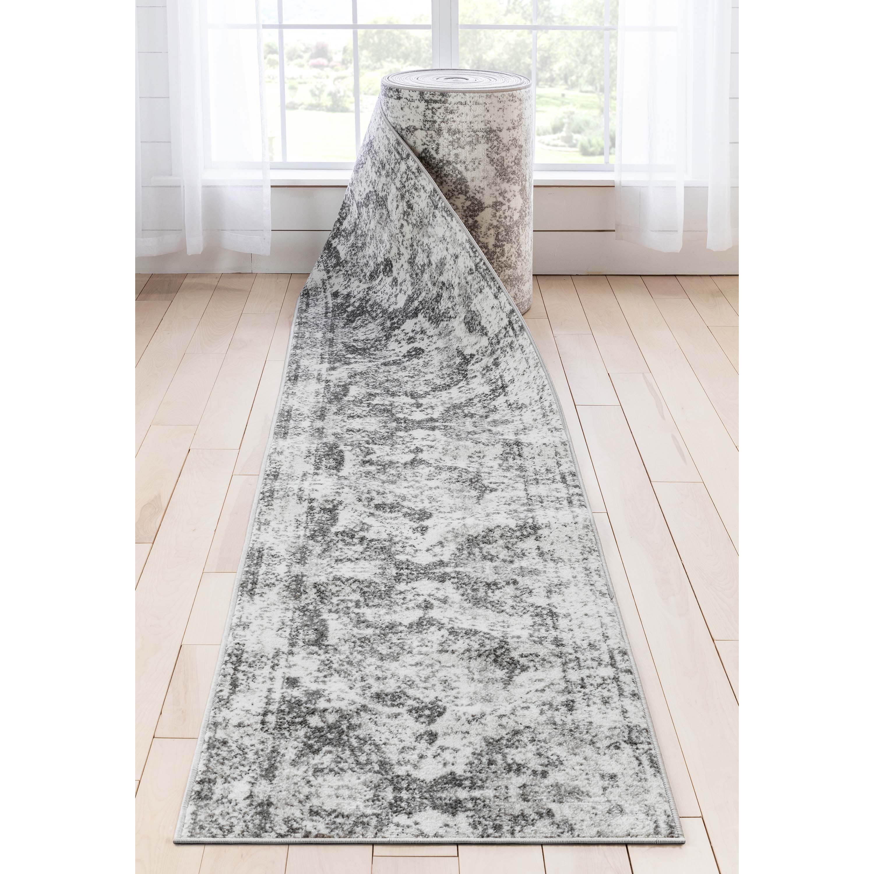 Custom Size Hall Carpet - Patras Ivory Medallion Rug - 27 in. x 25 ft ...