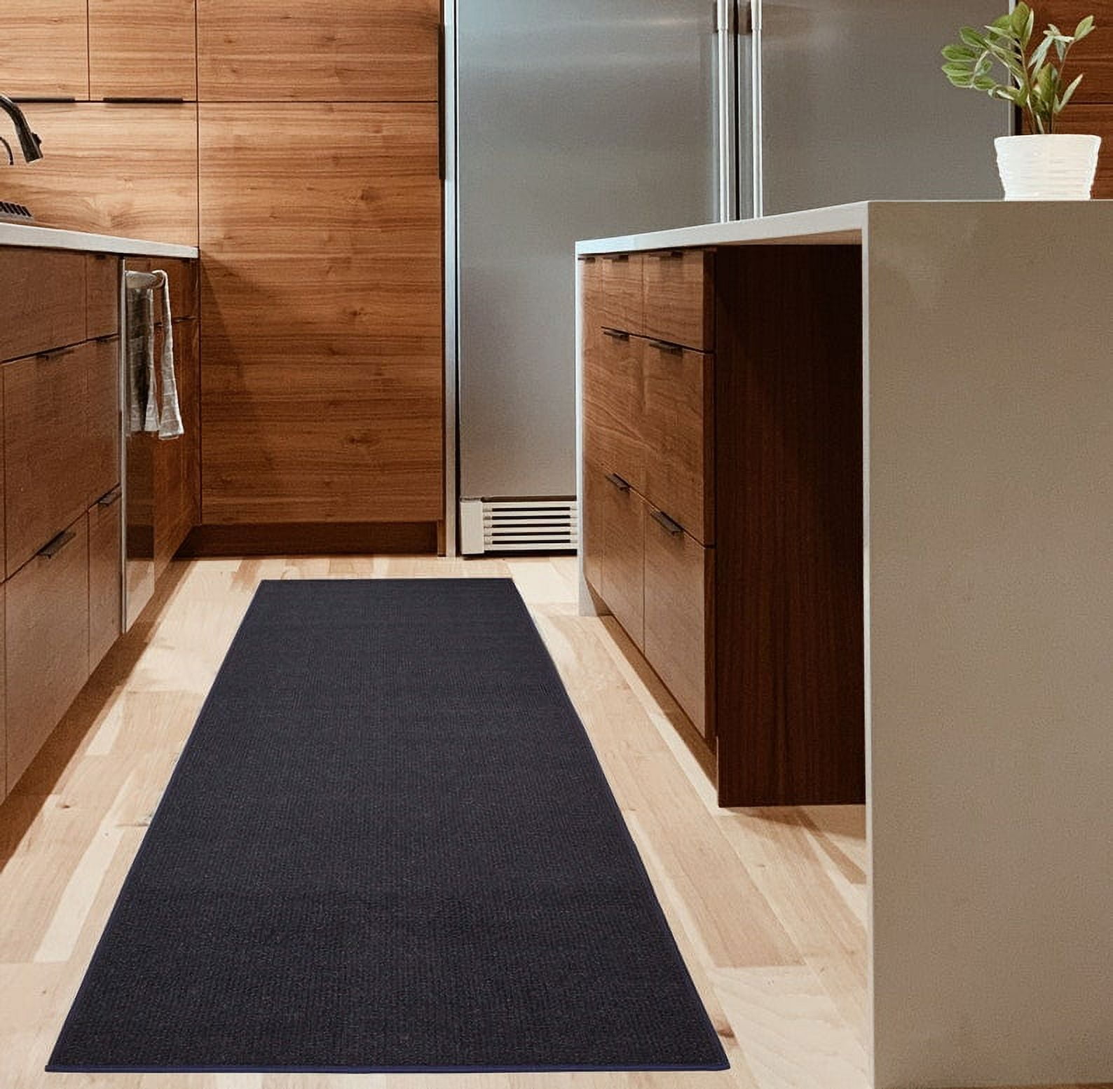 Custom Size Runner Rug Berber Style Solid Dark Navy Blue Color Slip ...