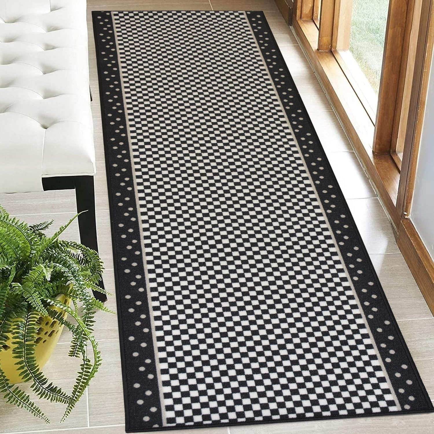 Custom Size Runner Rug Checkered Design Roll Runner Rugs (31.5 Inch ...
