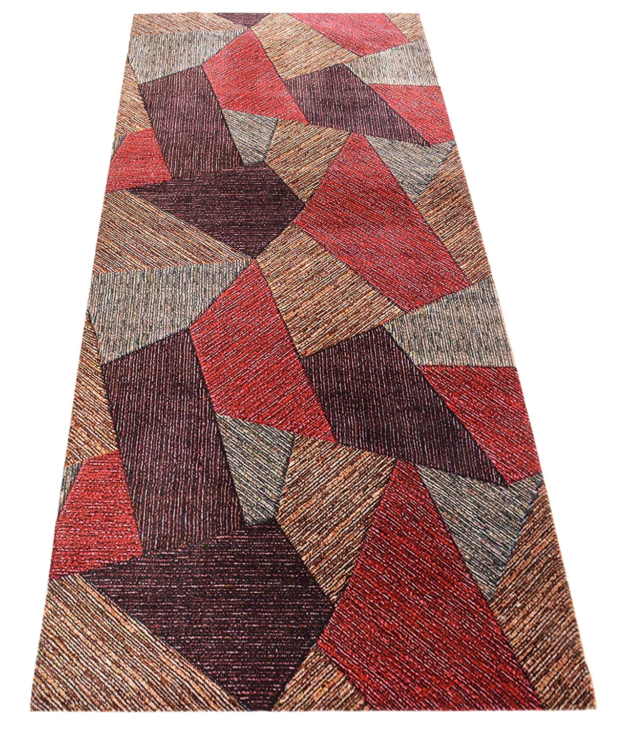 Custom Size Runner Rug Geometric Triangle Patchwork Multi Color Cut to ...
