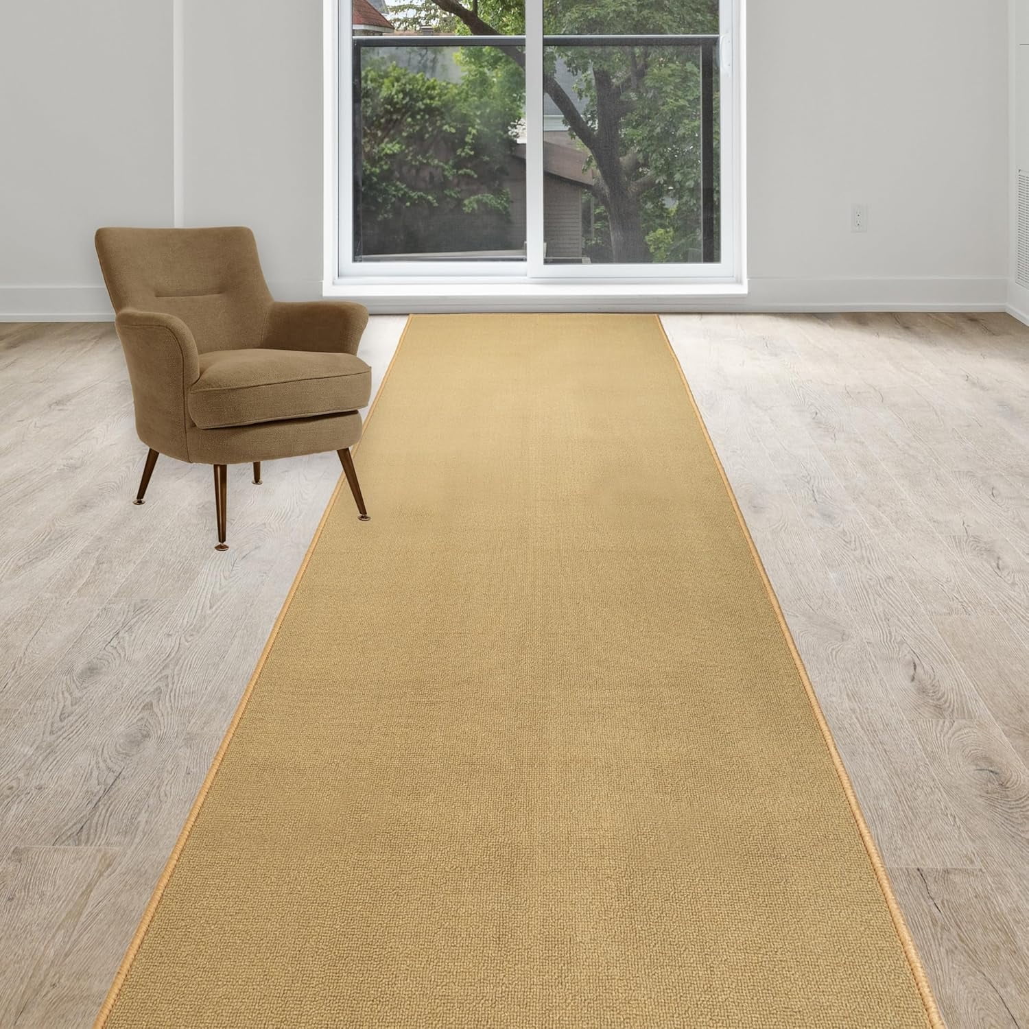 Custom Size Runner Rug Skid Resistant Backing Rug Runner Solid Beige ...