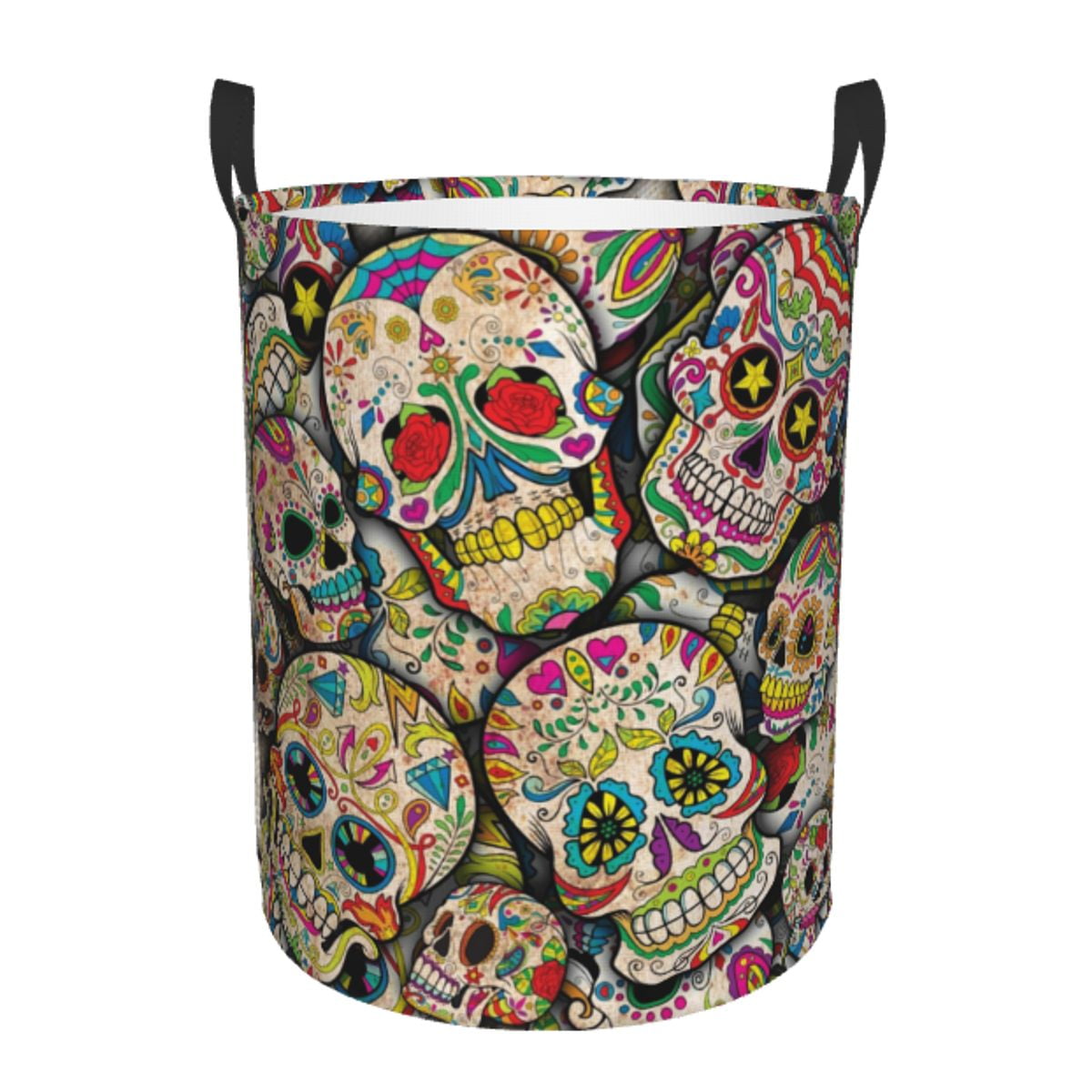 Custom Skull Print Laundry Basket Collapsible Horror Skeleton Death ...