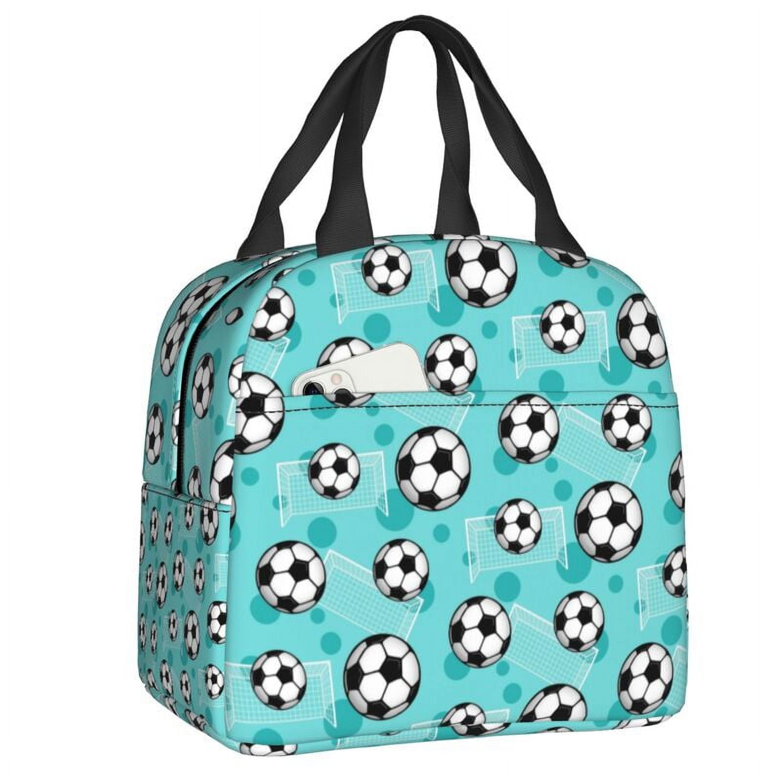Custom Soccer Ball Pattern Insulated Lunch Bag Leakproof Cooler Thermal ...