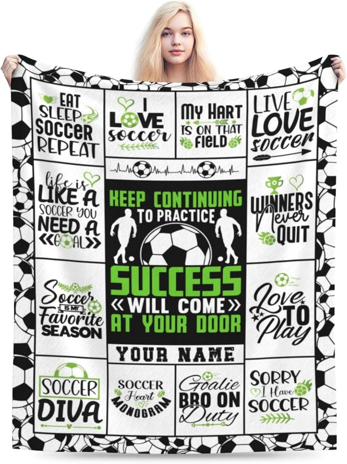 Custom Soccer Blanket with Name No. for Women Men, Personalized Cool ...