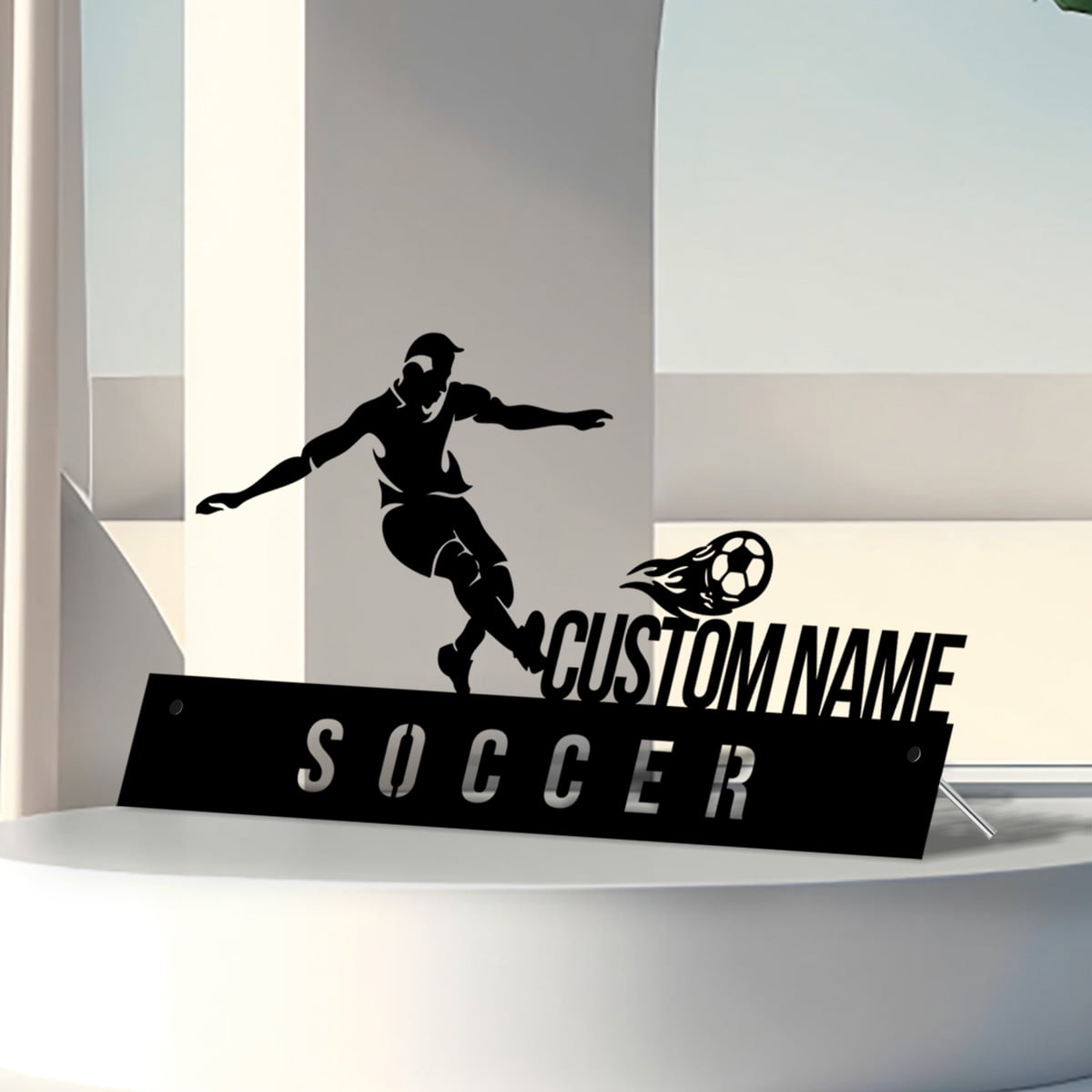 Custom Soccer Desk Name Plate Wedge Personalized Football Player ...