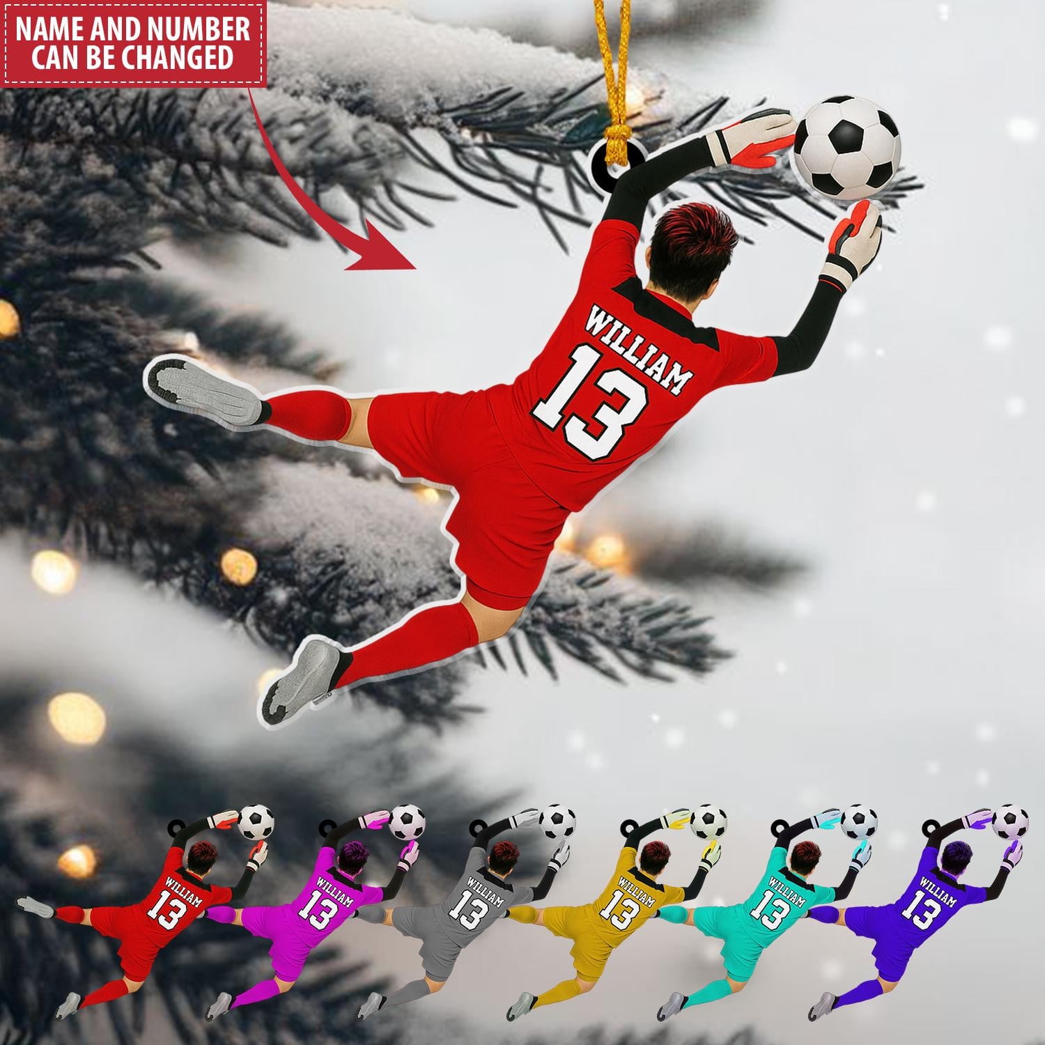 Custom Soccer Goalie Ornament , Personalized Name & Number Christmas ...