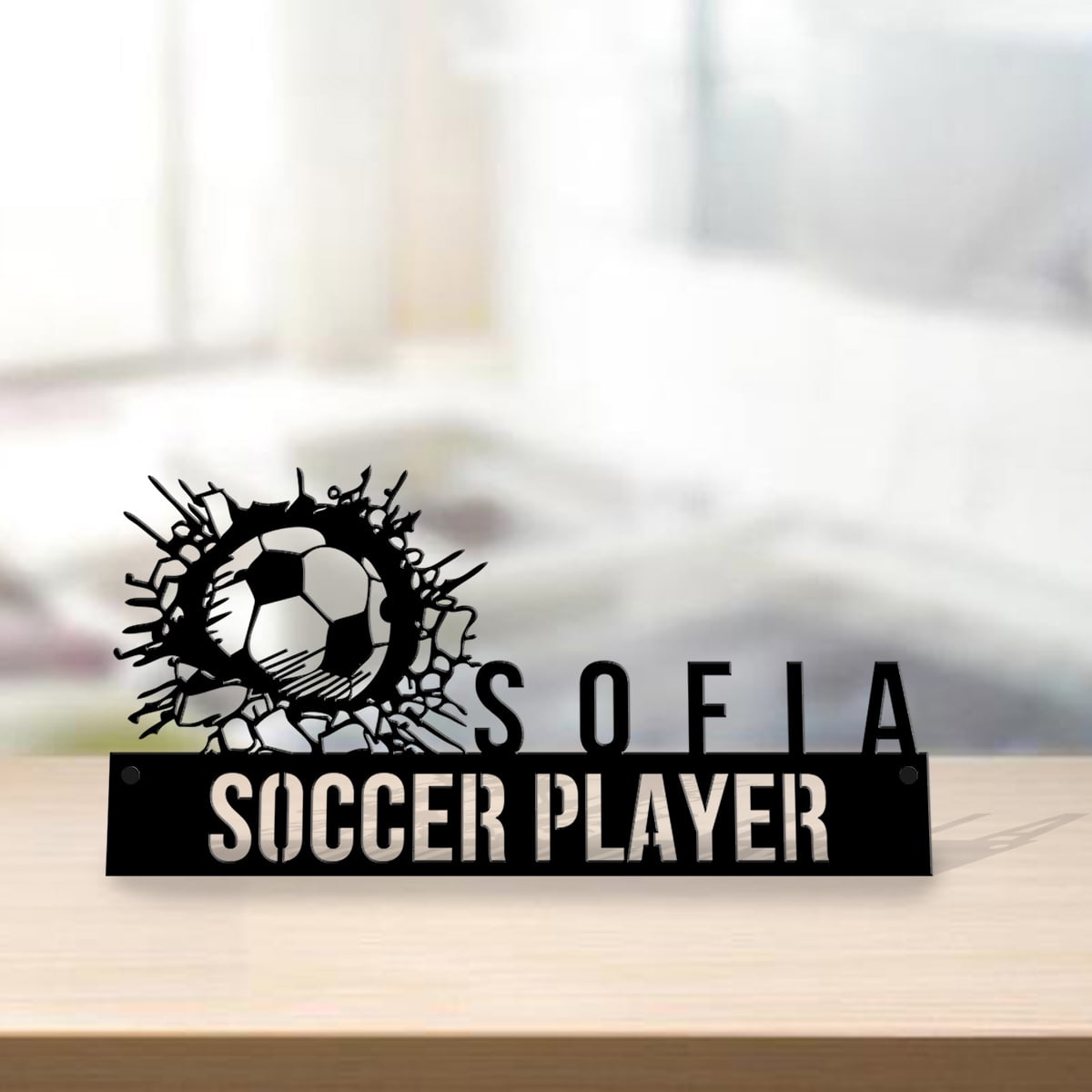 Custom Soccer Player Desk Name Plate, Soccer Player Metal Nameplate For ...