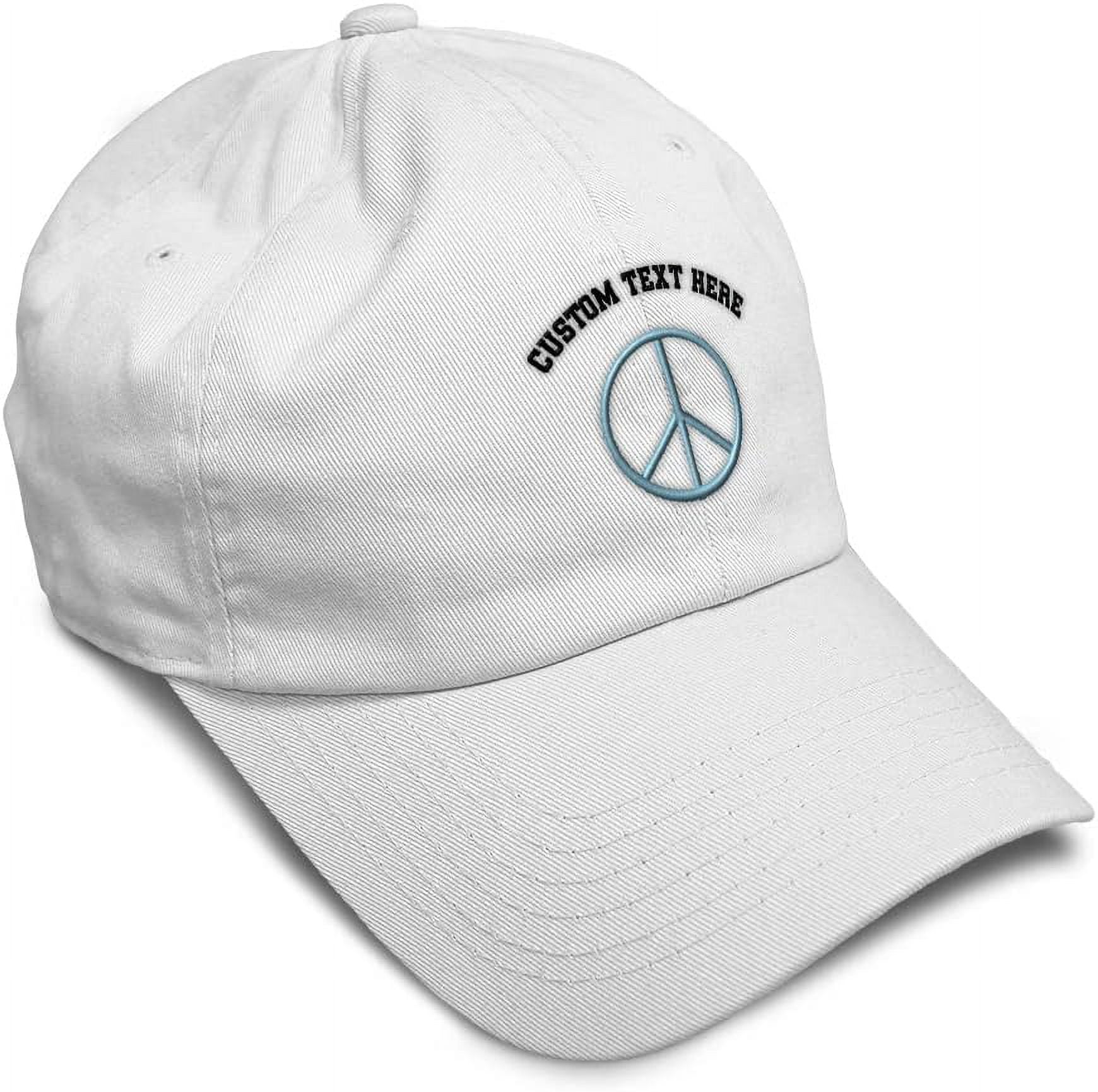 Custom Soft Baseball Cap Thin Peace Sign Light Blue Embroidery Symbols ...