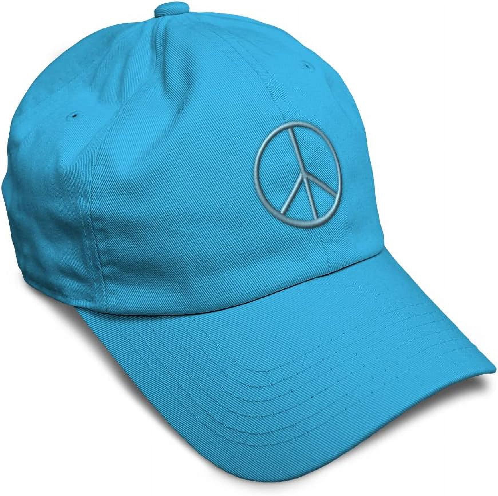 Custom Soft Baseball Cap Thin Peace Sign Light Blue Embroidery Symbols ...