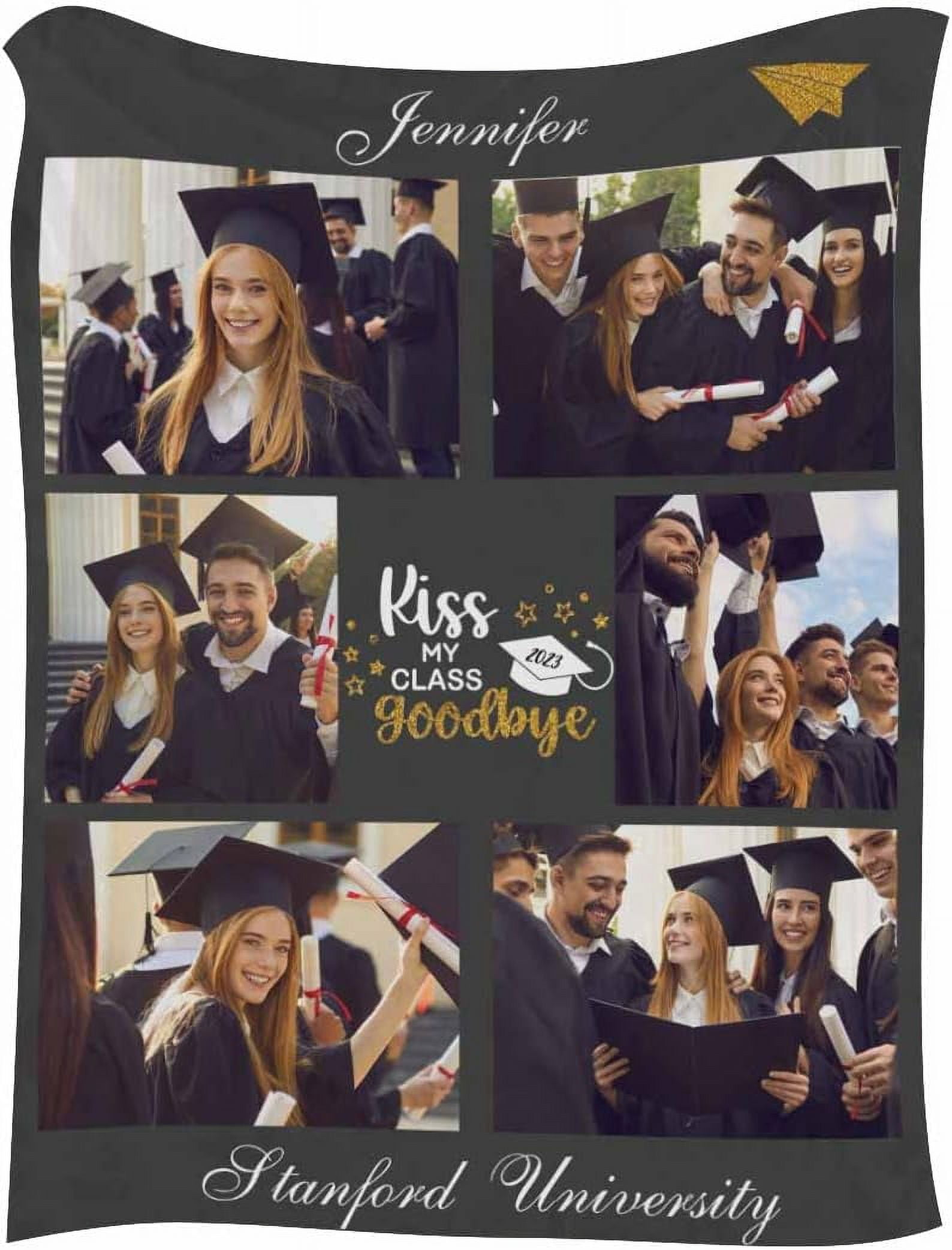 Custom Soft Blanket with Photos for Student Personalized Gold Paper ...