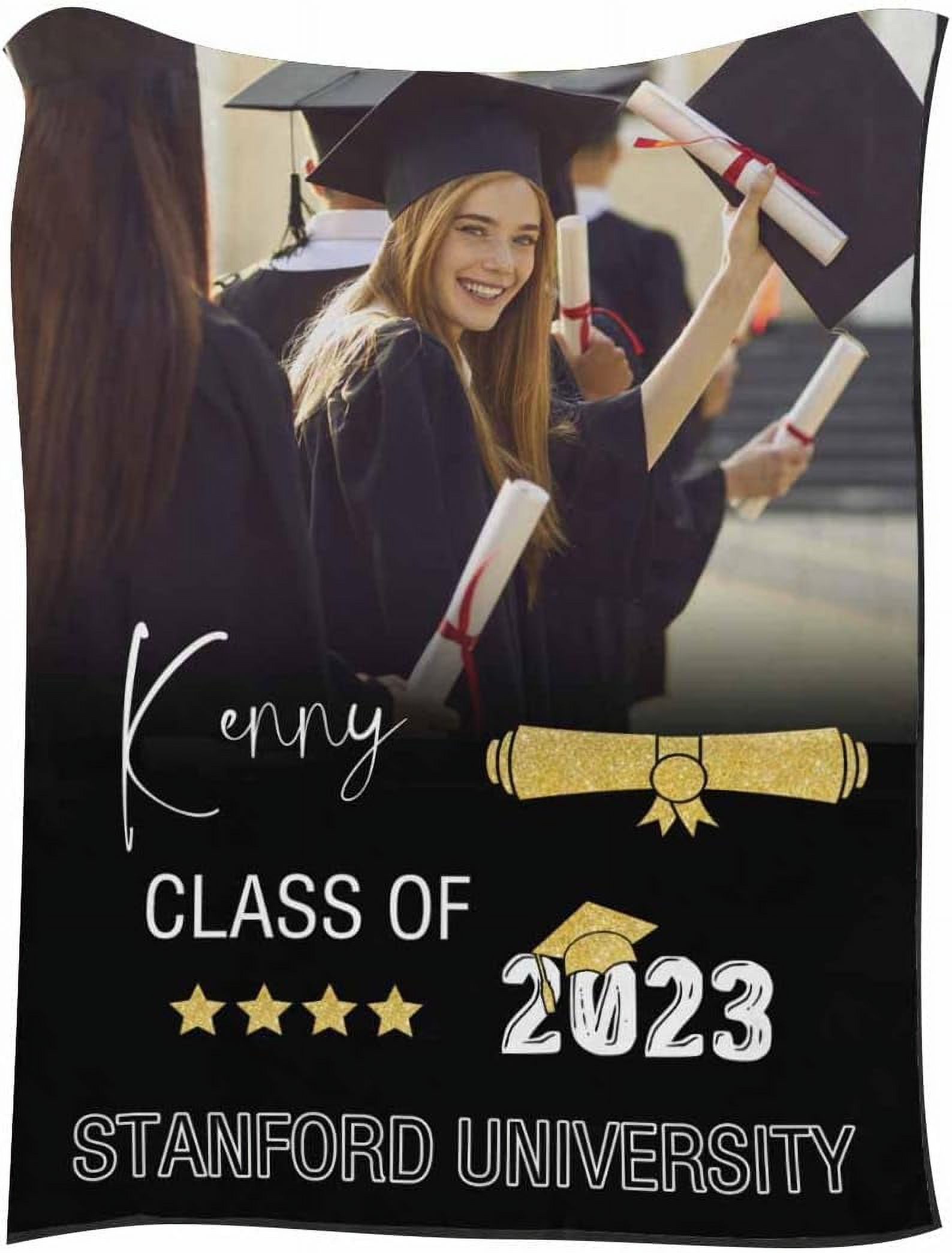 Custom Soft Blanket with Photos for Student Personalized Gold Paper Plane Pattern,Dark Green ...