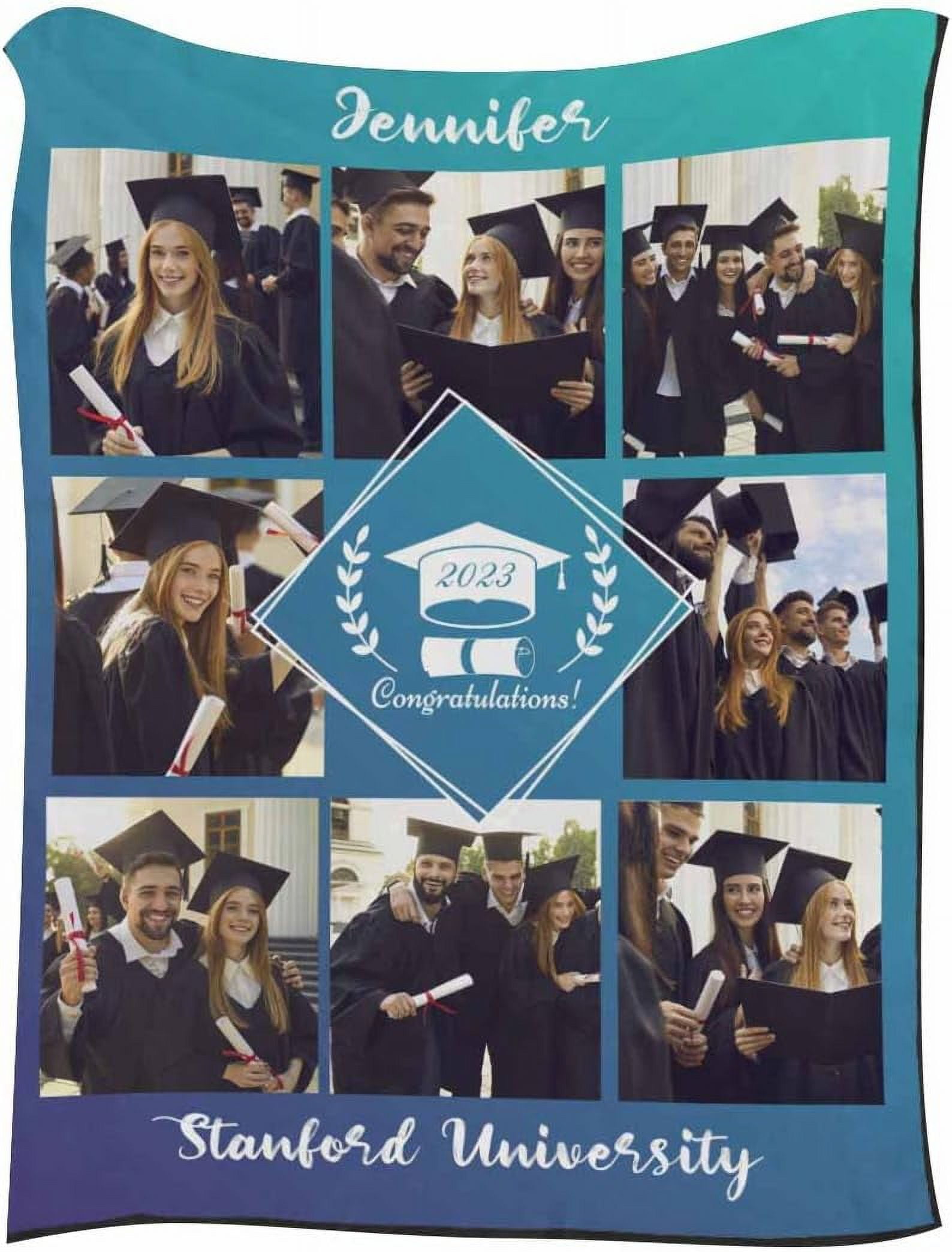 Custom Soft Blanket with Photos for Student Personalized Gold Paper ...