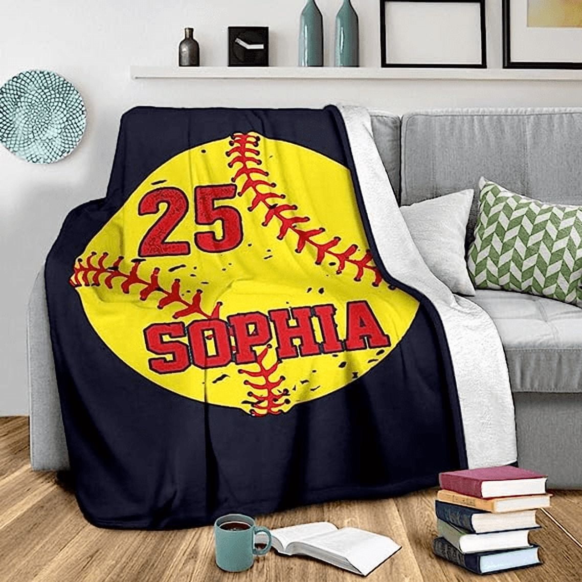 Custom Softball Black Yellow Ball Fan Lovers Personalized Name Number ...