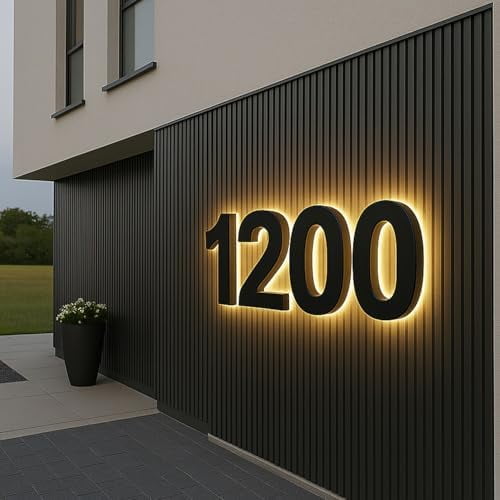Custom Solar Powered LED House Numbers, Personalized Remote-Controlled ...