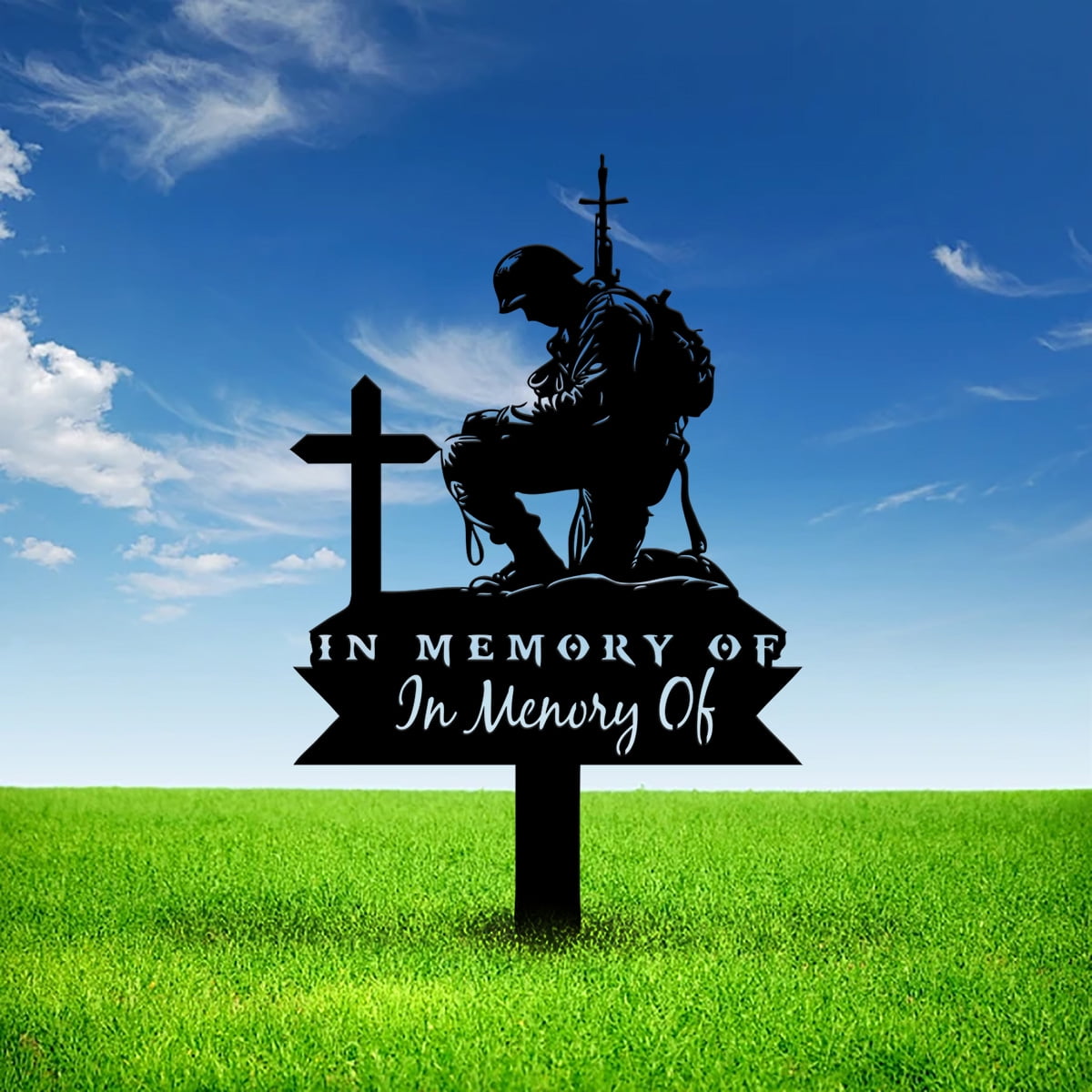 Custom Soldier Kneeling Metal Memorial Stake Personalized Veteran Army ...