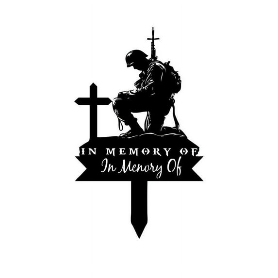 Custom Soldier Kneeling Metal Memorial Stake Personalized Veteran Army ...