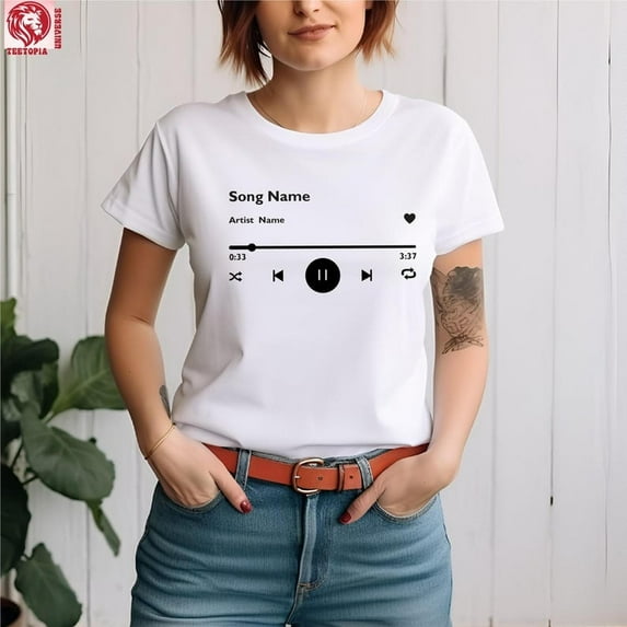 Custom Song Name T-Shirt, Music Player Graphic Tee, Favorite Song Tee ...
