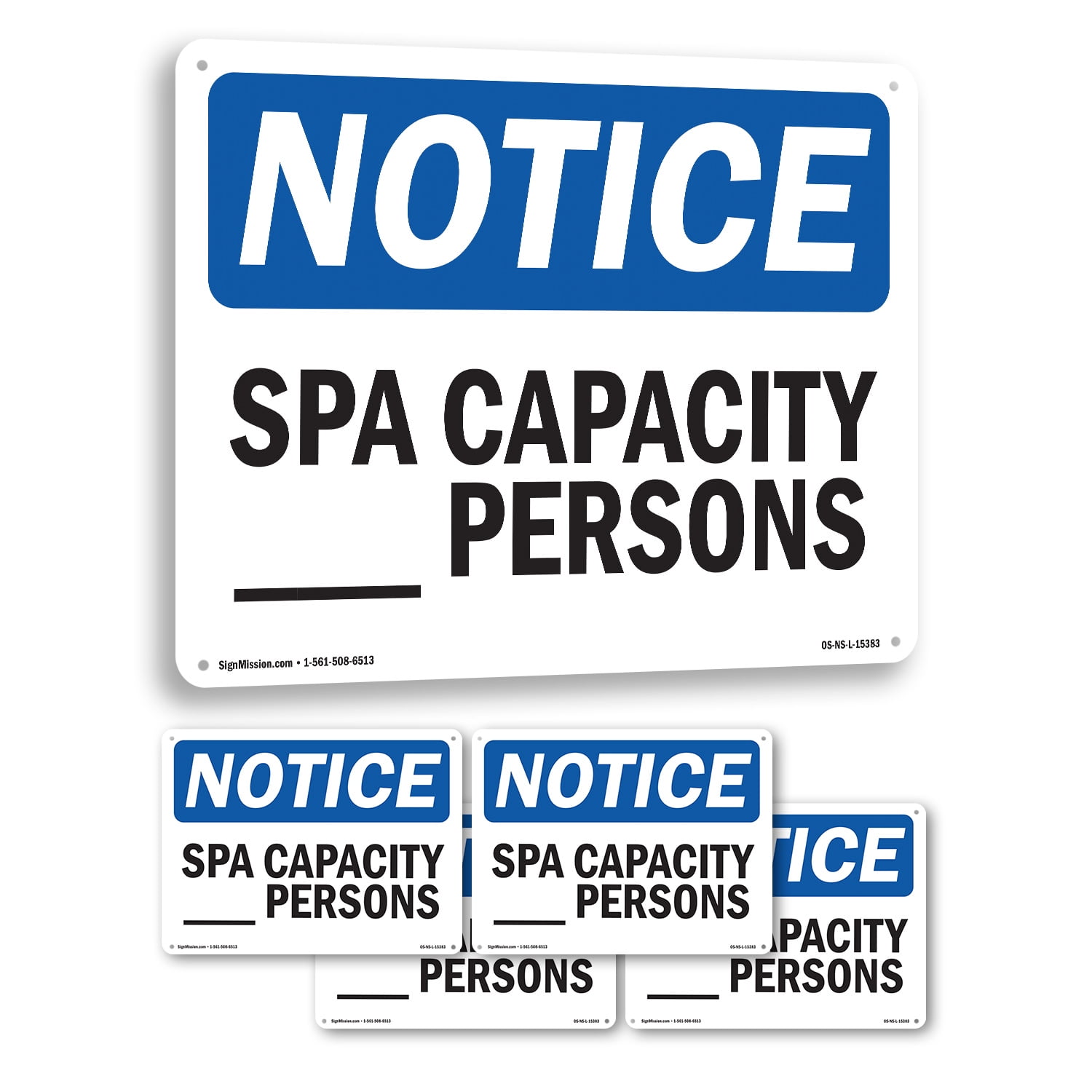 Custom Spa Capacity OSHA Notice Rigid Plastic Sign 18 Inch x 12 Inch ...
