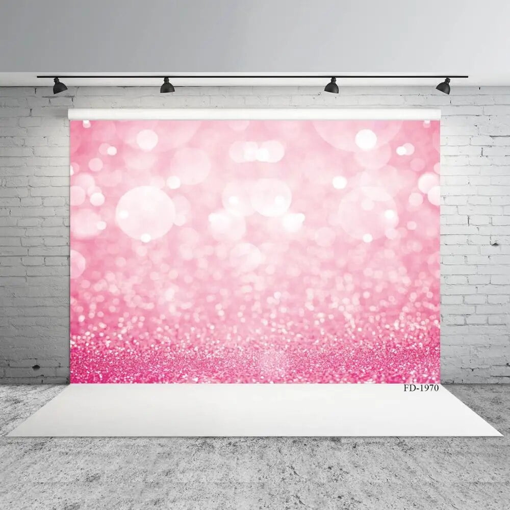 Custom Sparkle Pink Glitter Polka Dots Bokeh Photocall Background Baby Shower Vinyl Photography ...