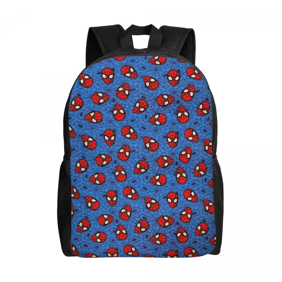 Custom Spider Face Toss With Web On Blue Quilt Backpacks for Men Women ...