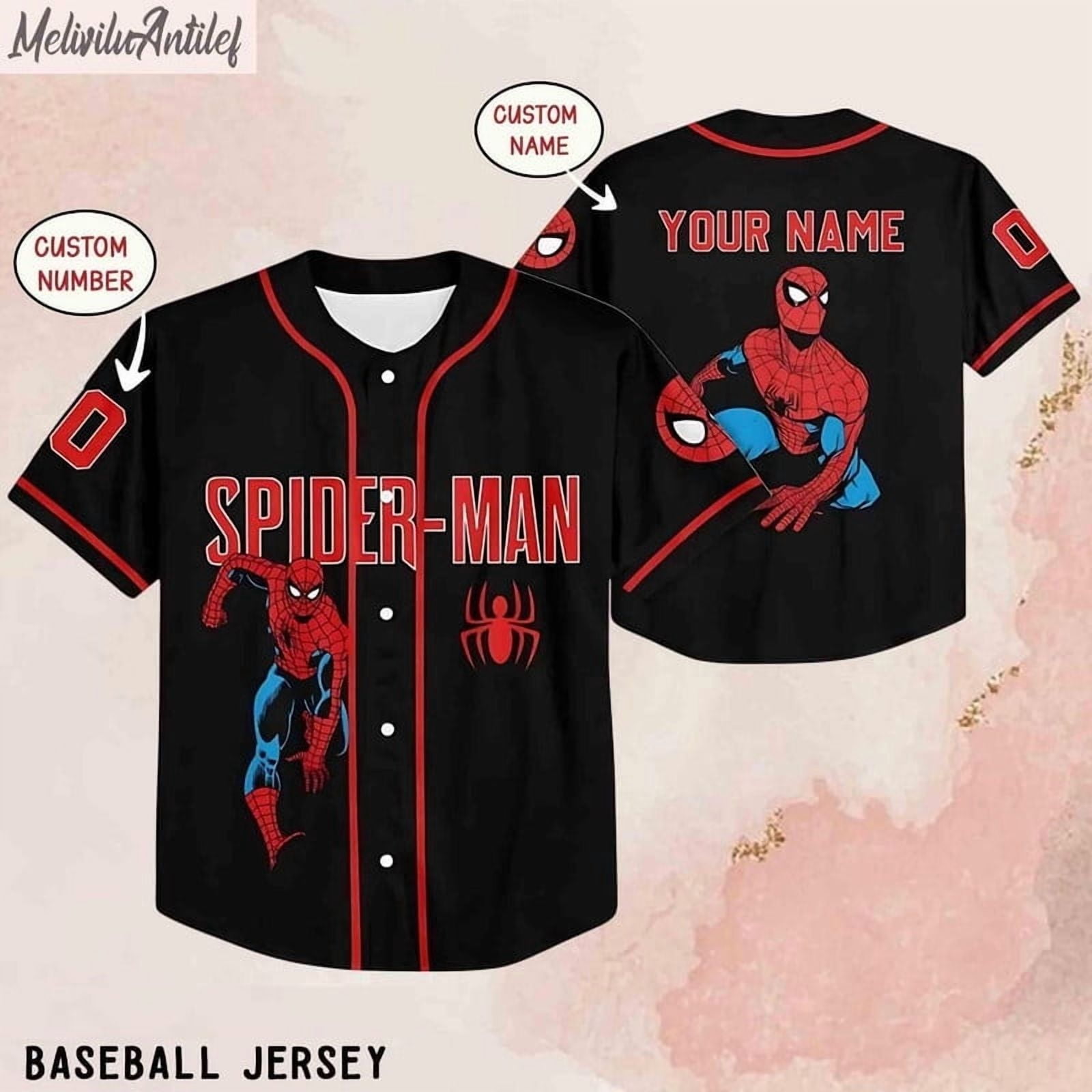 Custom Spider-Man Baseball Jersey Shirt Adults, Superhero Birthday ...