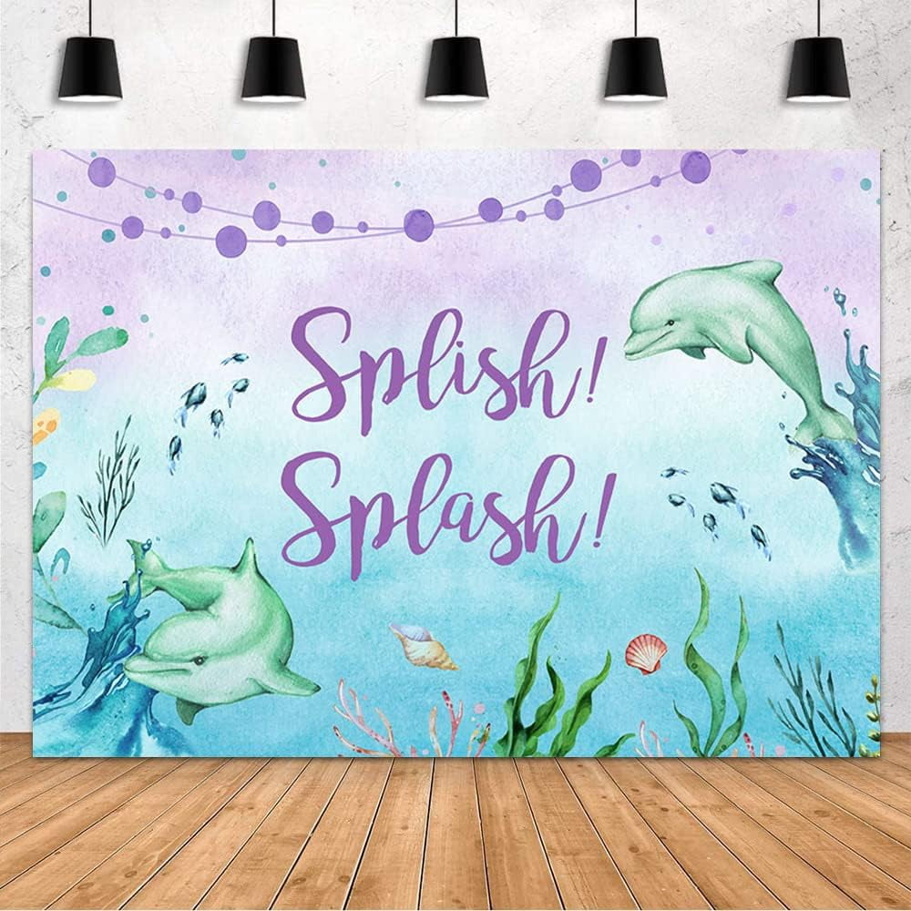 Splish Splash Party Decorations Backdrop Dolphin Ocean Under The Sea ...