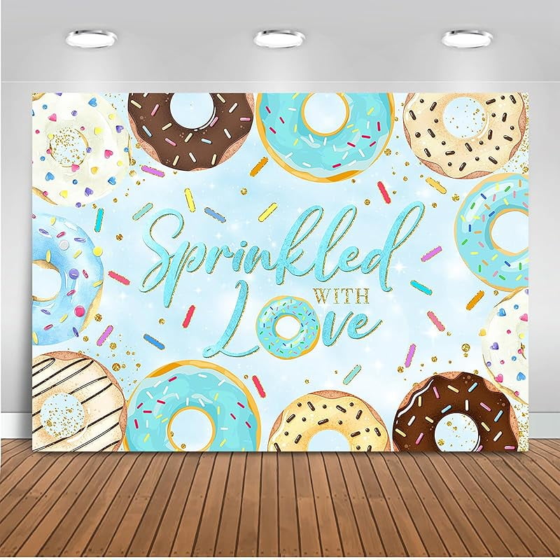 Custom Sprinkled with Love Donut Backdrop Donut Boy Baby Sprinkle ...