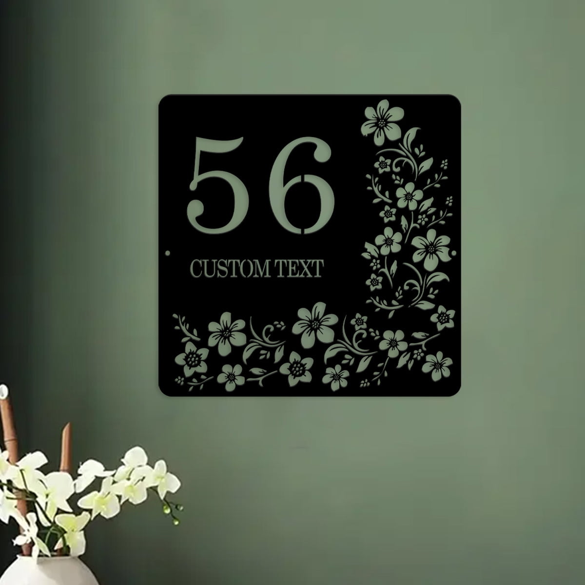 Custom Square Address Sign, Personalized House Number Sign,Front Porch ...