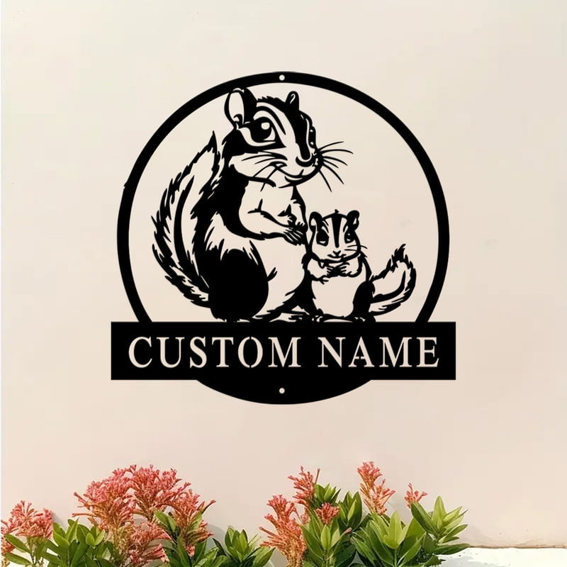 Custom Squirrel Metal Wall Art House Number Name Sign, Personalized ...
