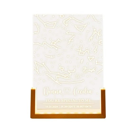 Custom Star Map Night Light LED Constellation Chart Lamp with Name and ...