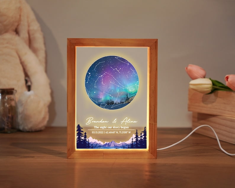 Custom Star Map Night Light, Personalized Night Sky Constellation Lamp ...