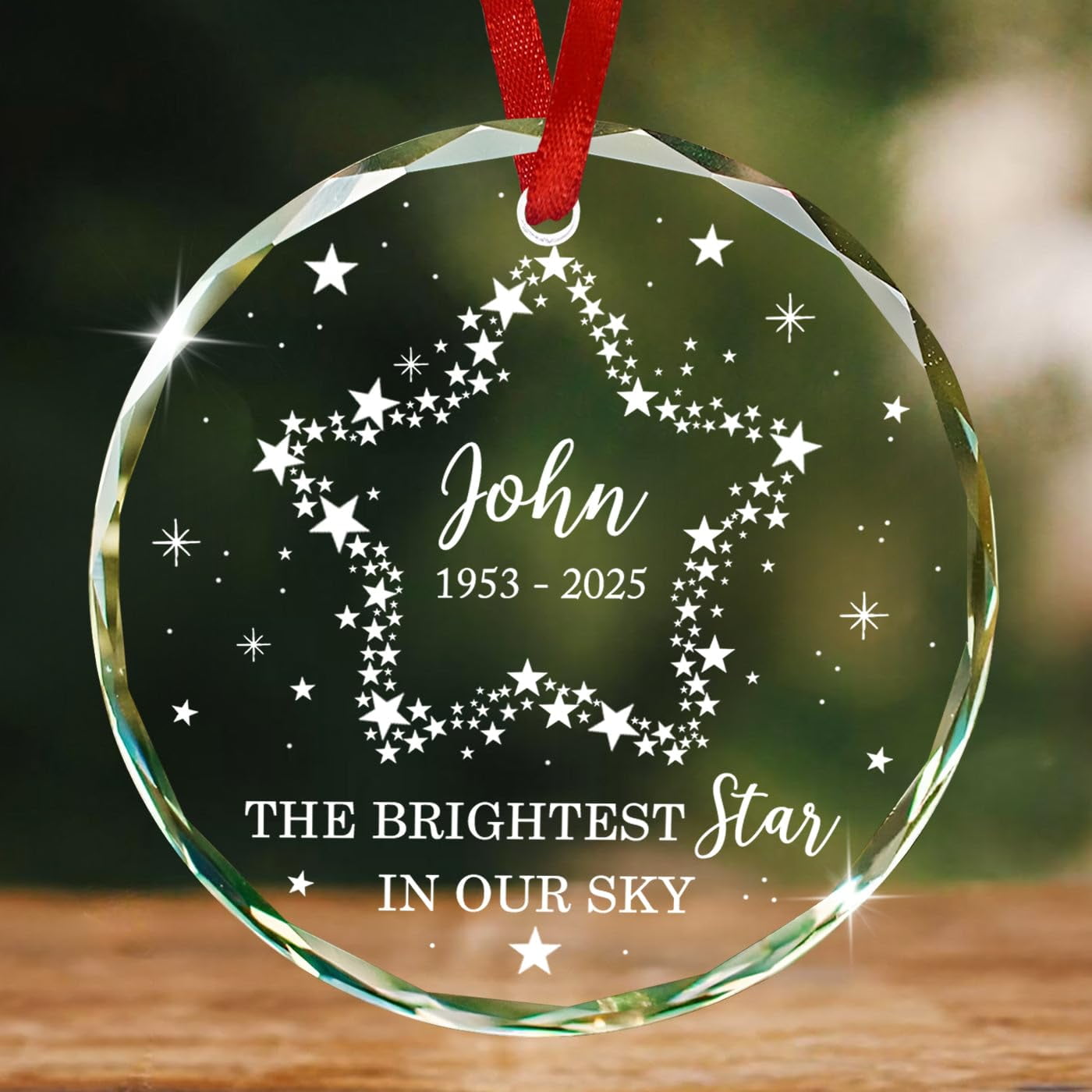 Custom Star Memorial Ornament 2025, Brightest Star in Our Sky Glass ...