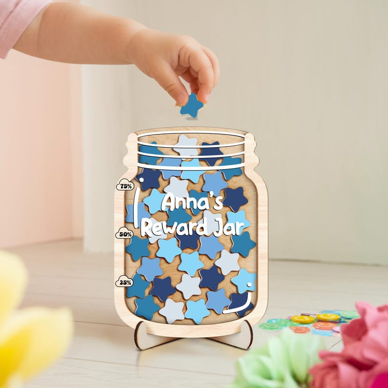 Custom Star Reward Jar with Tokens, Kids Reward Jar Classroom Decor ...