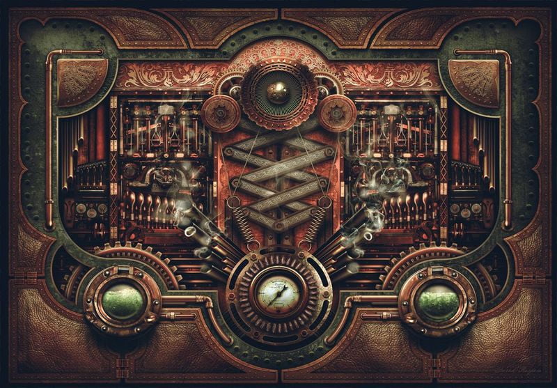 Custom Steampunk Art Backdrop Beauty Of Mechanical Banner Digital Music ...