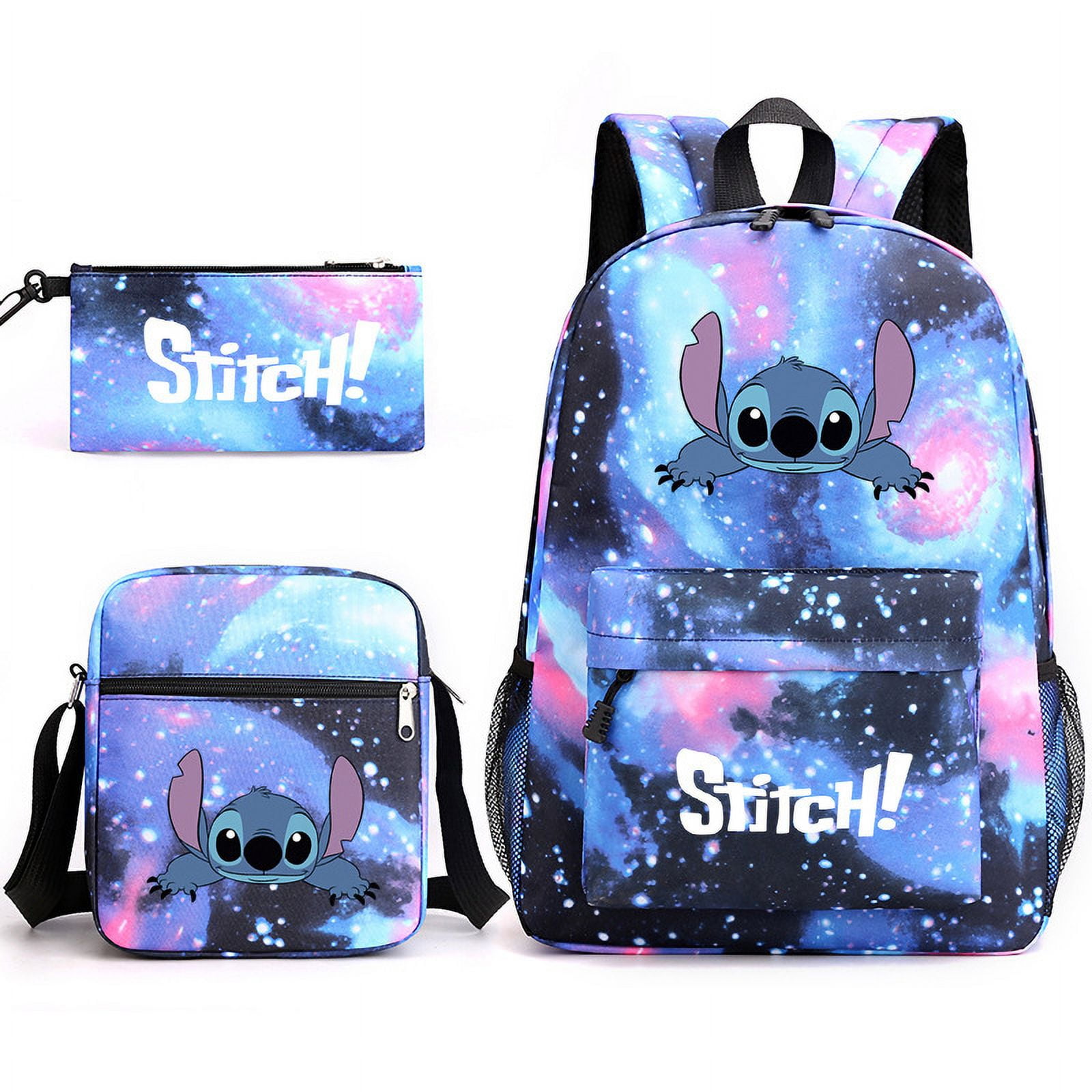 Custom Sti_tch 3-Piece Backpack Set - Cute Cartoon Backpack, Shoulder Bag & Pencil Case 18 Inch ...