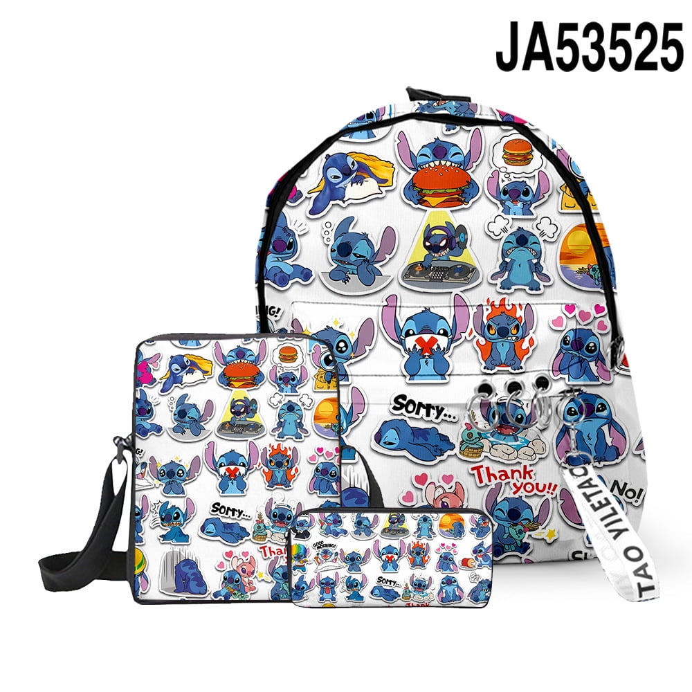 Custom Sti_tch 3-Piece Backpack Set - Cute Cartoon Backpack, Shoulder ...