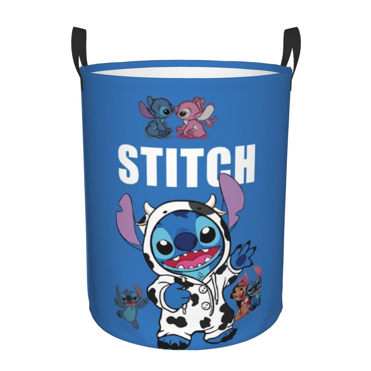 Custom Stitch Angel Love Heart Cartoon Anime Laundry Basket Collapsible ...