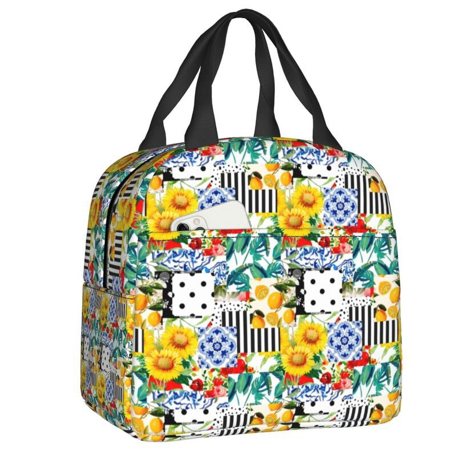 Custom Summer Fruit Lemon Mediterranean Tiles Lunch Bag Waterproof ...