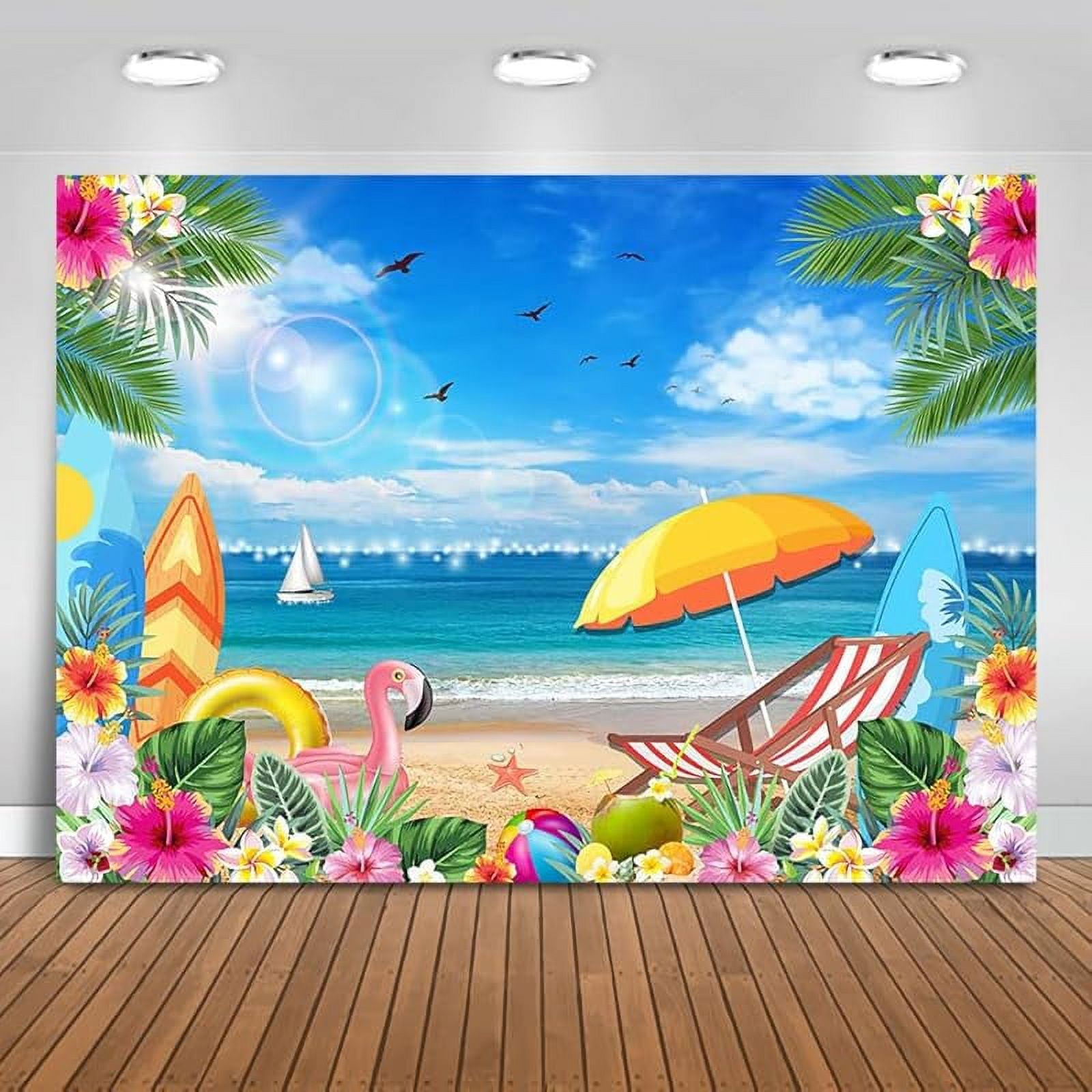 Custom Summer Sunset Beach Backdrop Tropical Palm Trees Luau Hawaiian ...