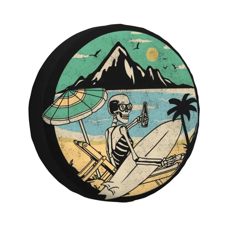Custom Surfing Skull Spare Tire Cover For Jeep Summer Beach Surfer 4wd