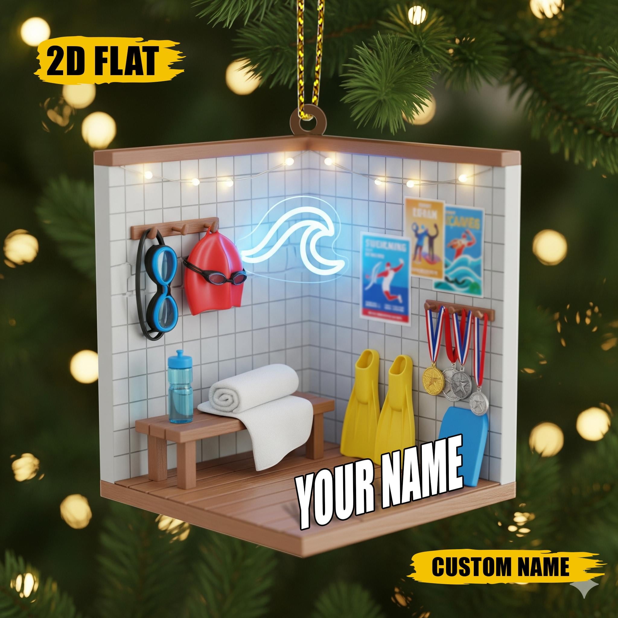 Custom Swimmer Ornament, Personalized Swim Team Gift, Acrylic Locker ...