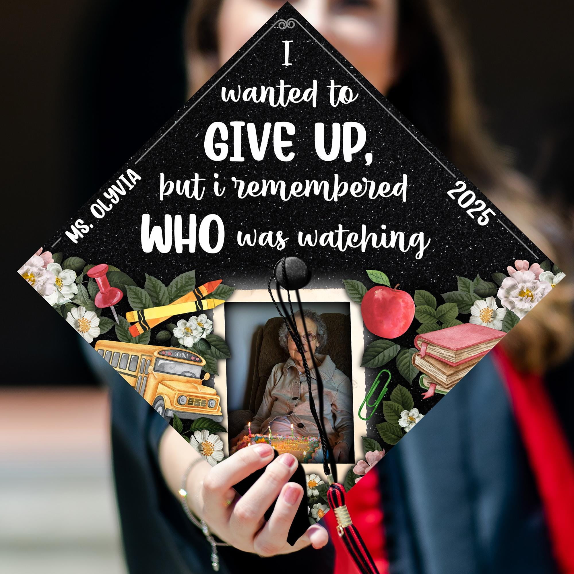 Custom Teacher Photo Graduation Cap, Personalized Memorial Photo Grad ...