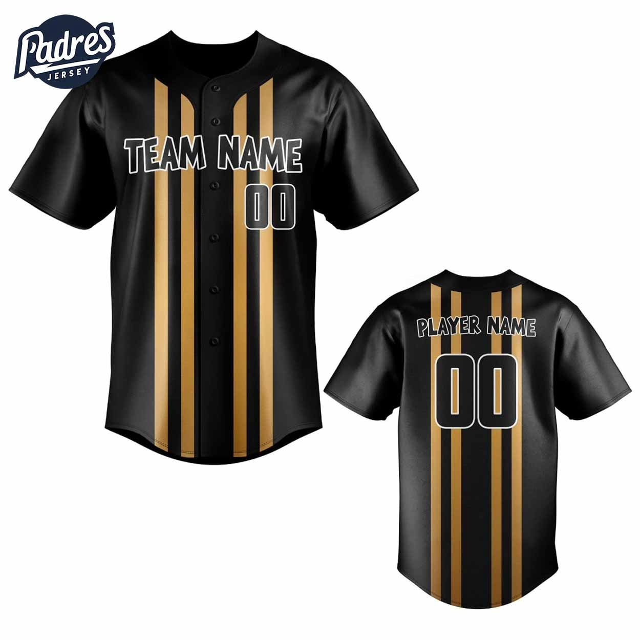 Custom Team Black Gold Pinstripe Baseball Jersey For Men - Walmart.com