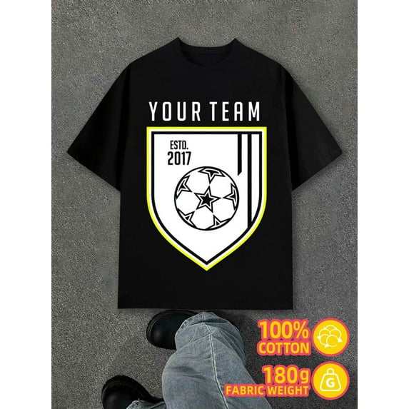 Custom Team Crest men's black 180G 100% Cotton Stylish summer outerwear ...