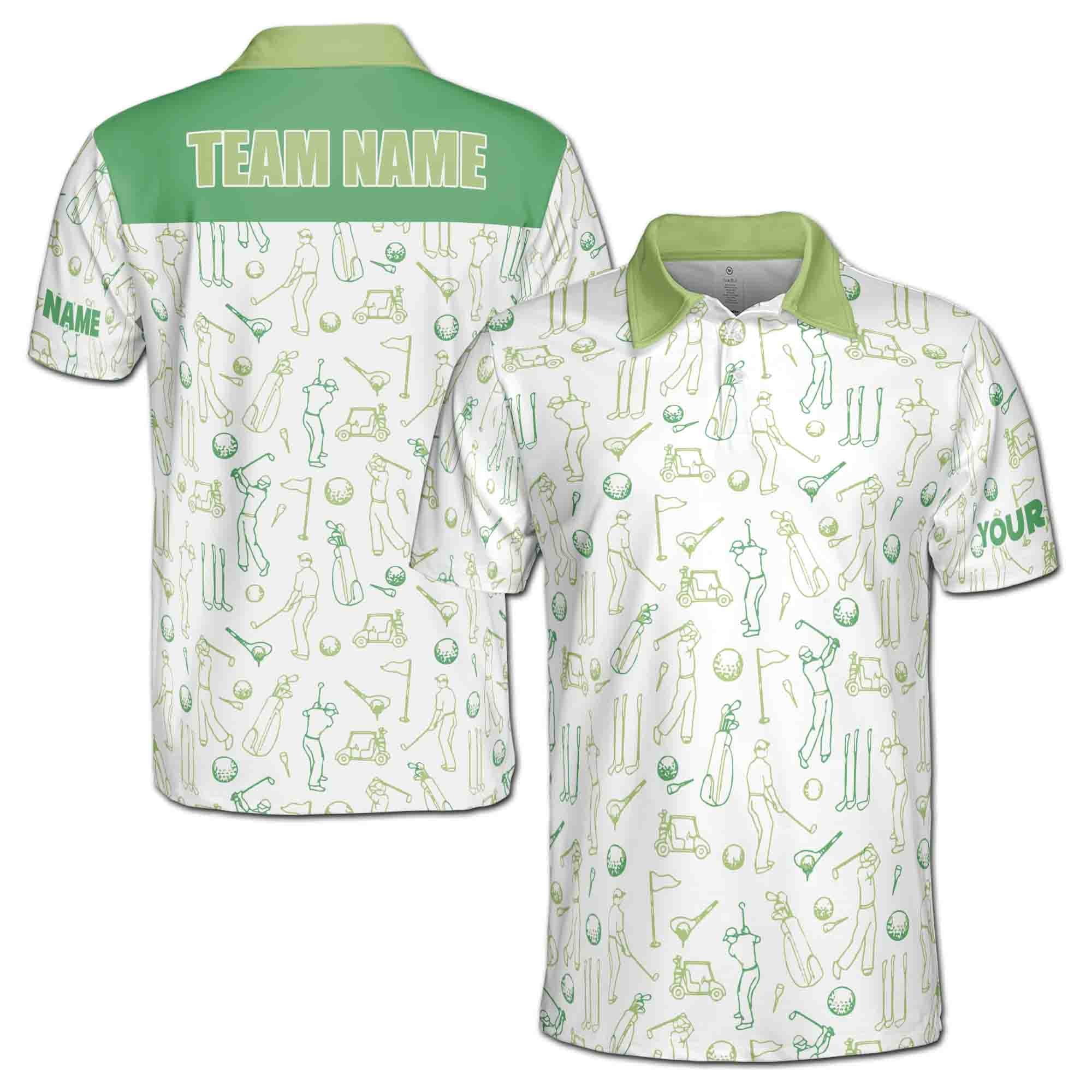 Custom Team Name Funny Golf Stuffs Player Green Men's Polo Shirt S-5XL ...