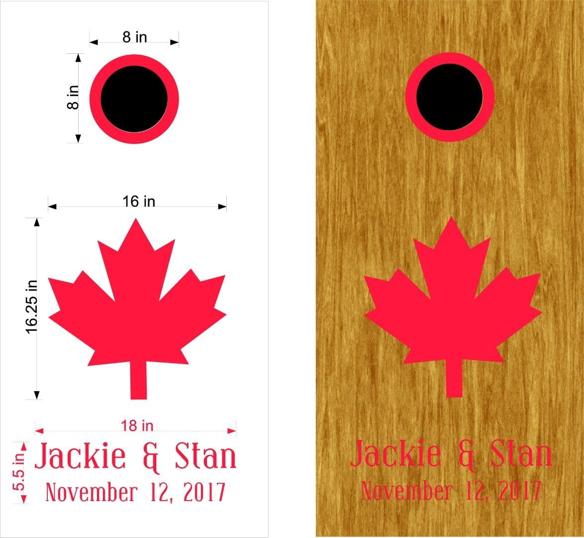 Custom Text Canada Maple Leaf Cornhole Board Decals Flag Stickers PatCA ...