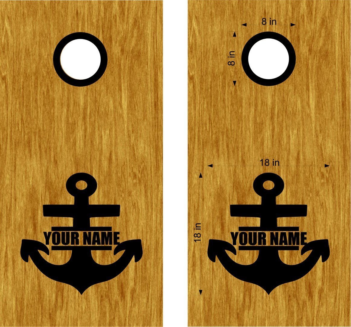 Custom Text Nautical Anchor Cornhole Board Vinyl Decal Sticker ...