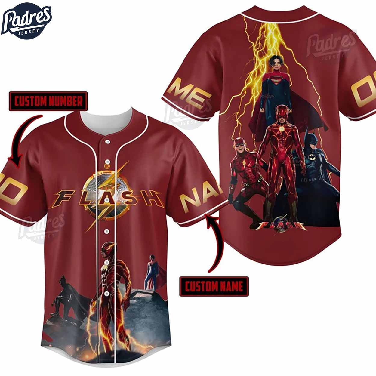 Custom The Flash Film New Red Baseball Jersey - Walmart.com