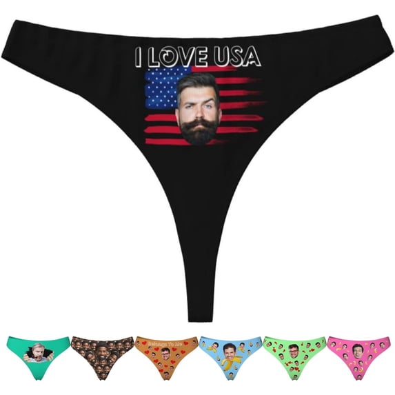 Custom Thongs for Women with Face Personalized Thong Womens Funny ...